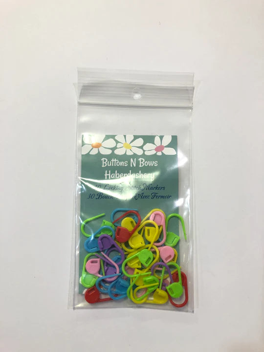 Buttons N Bows Locking Stitch Markers 30pc - Ancient Arts Yarns