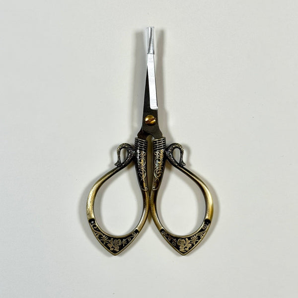 Antique Brass Fine Embroidery Scissors 100mm (4") - Ancient Arts Yarns